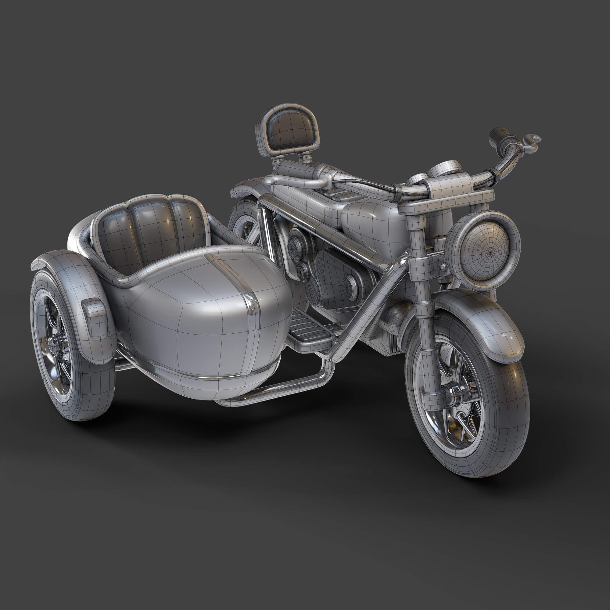 Cartoon Motorcycle With Sidecar 01 - 3D Model by samsimsom