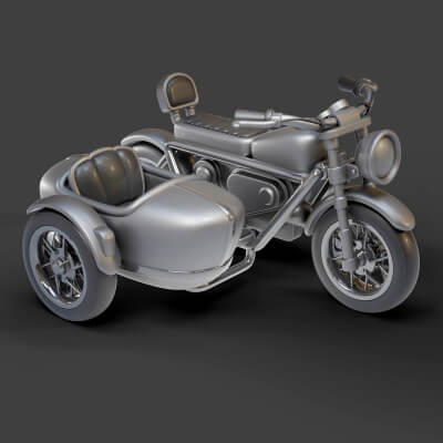 Cartoon Motorcycle With Sidecar 01 - 3D Model by samsimsom