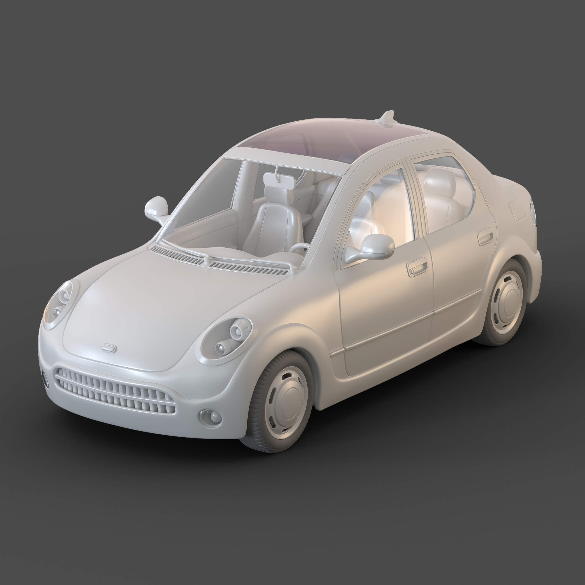 Cartoon Sedan Car - 3D Model by samsimsom