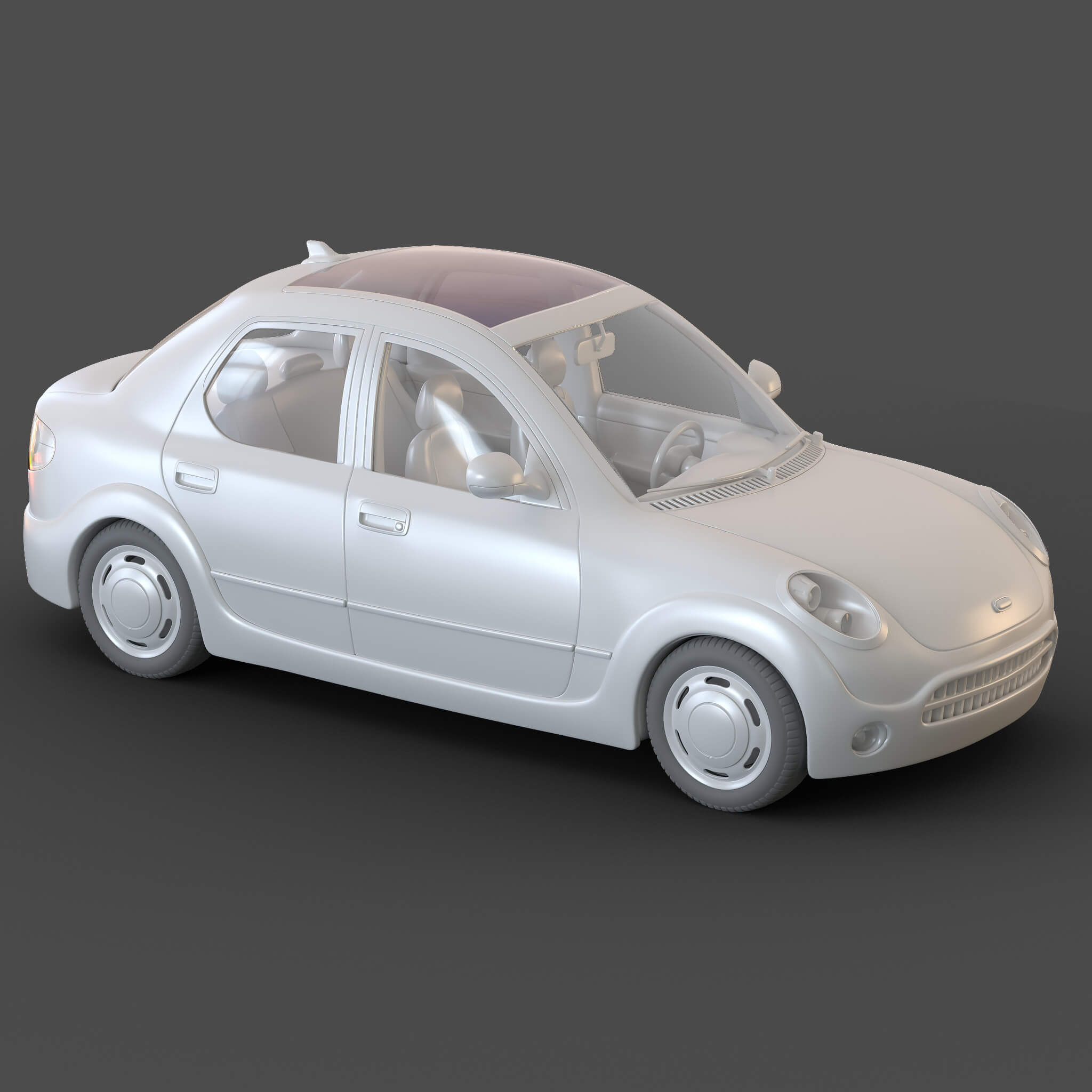 Cartoon Sedan Car - 3D Model by samsimsom