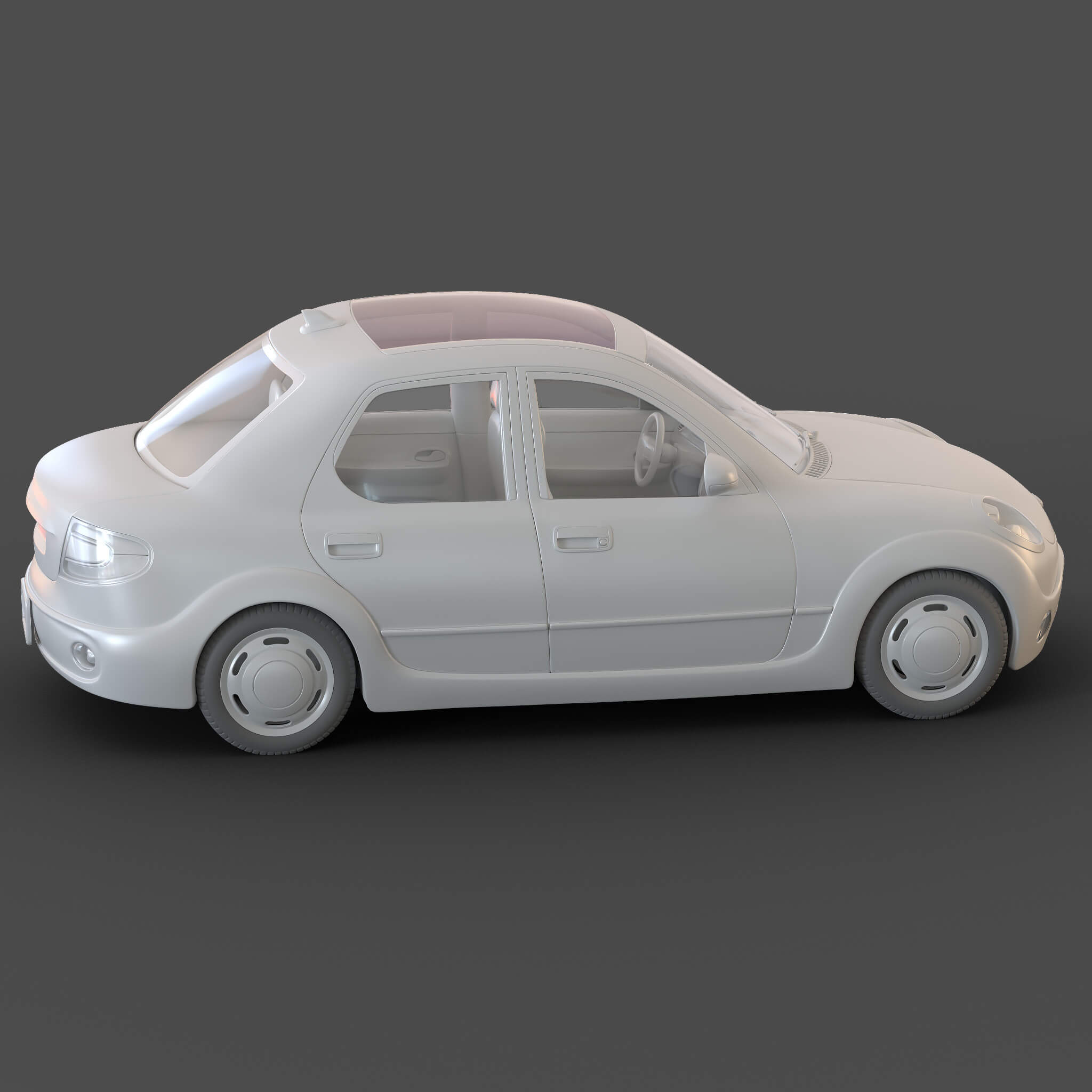 Cartoon Sedan Car - 3D Model by samsimsom