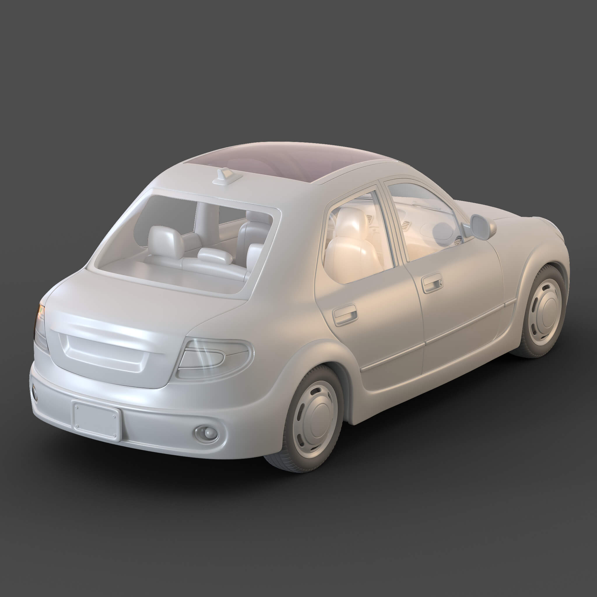 Cartoon Sedan Car - 3D Model by samsimsom