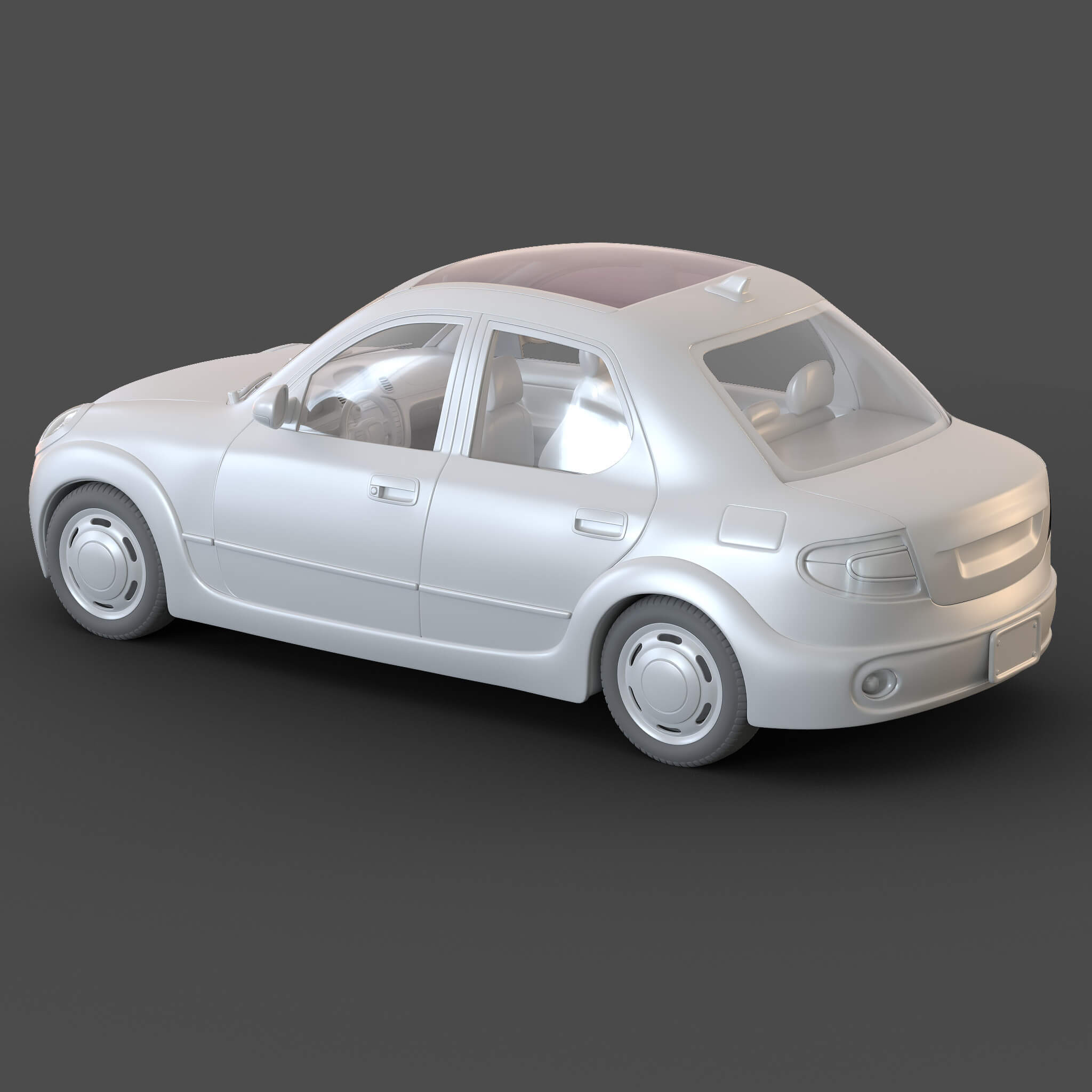 Cartoon Sedan Car - 3D Model by samsimsom