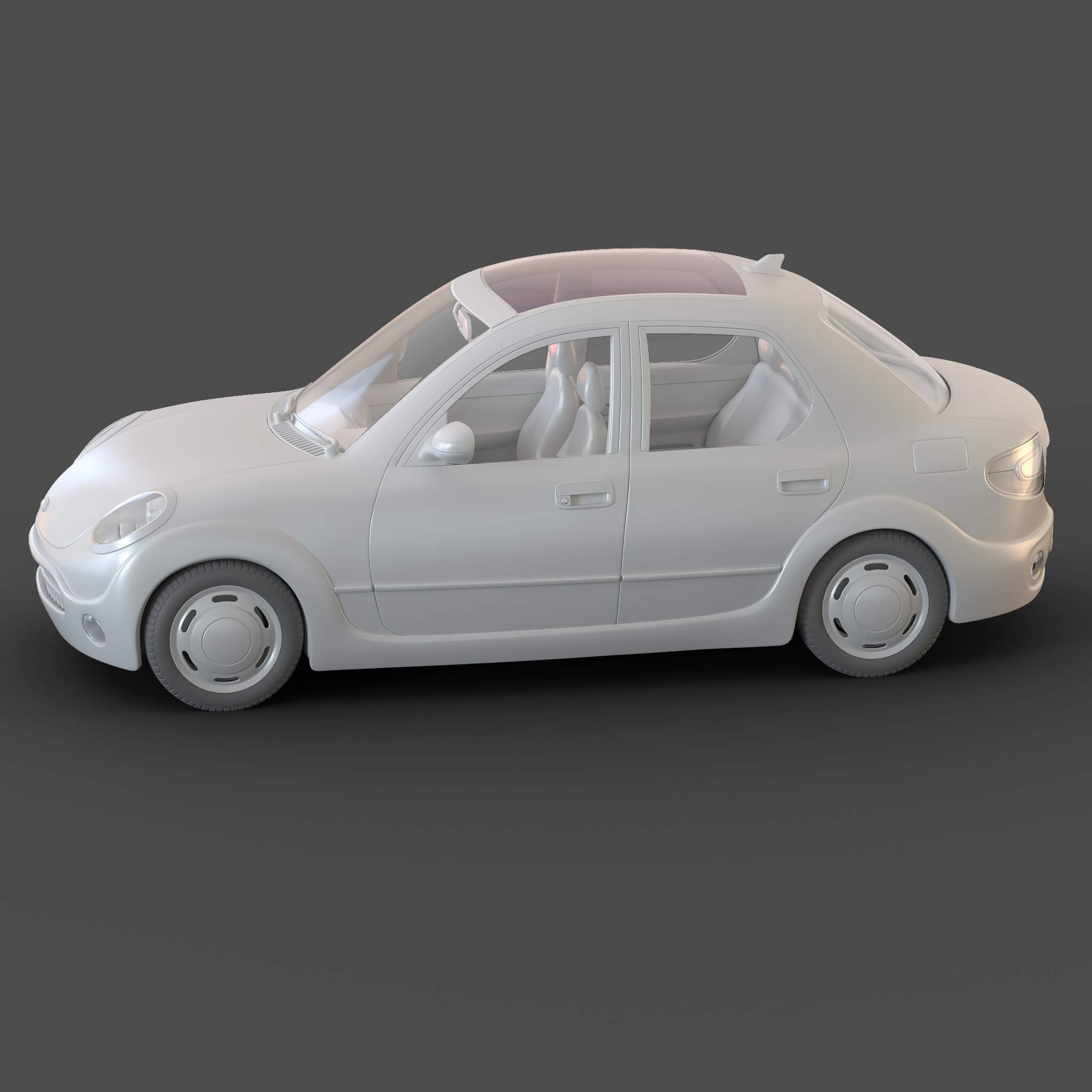 Cartoon Sedan Car - 3D Model by samsimsom