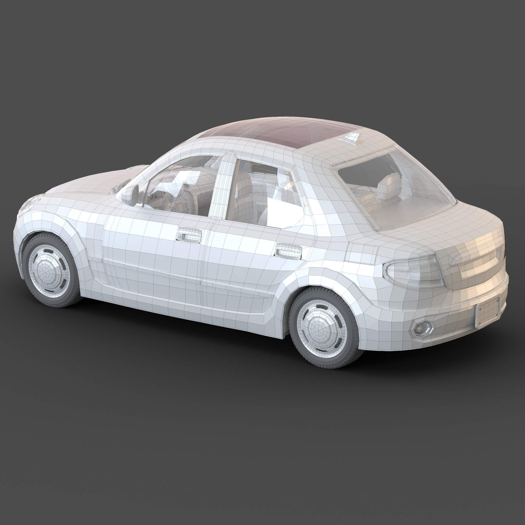 Cartoon Sedan Car - 3D Model by samsimsom