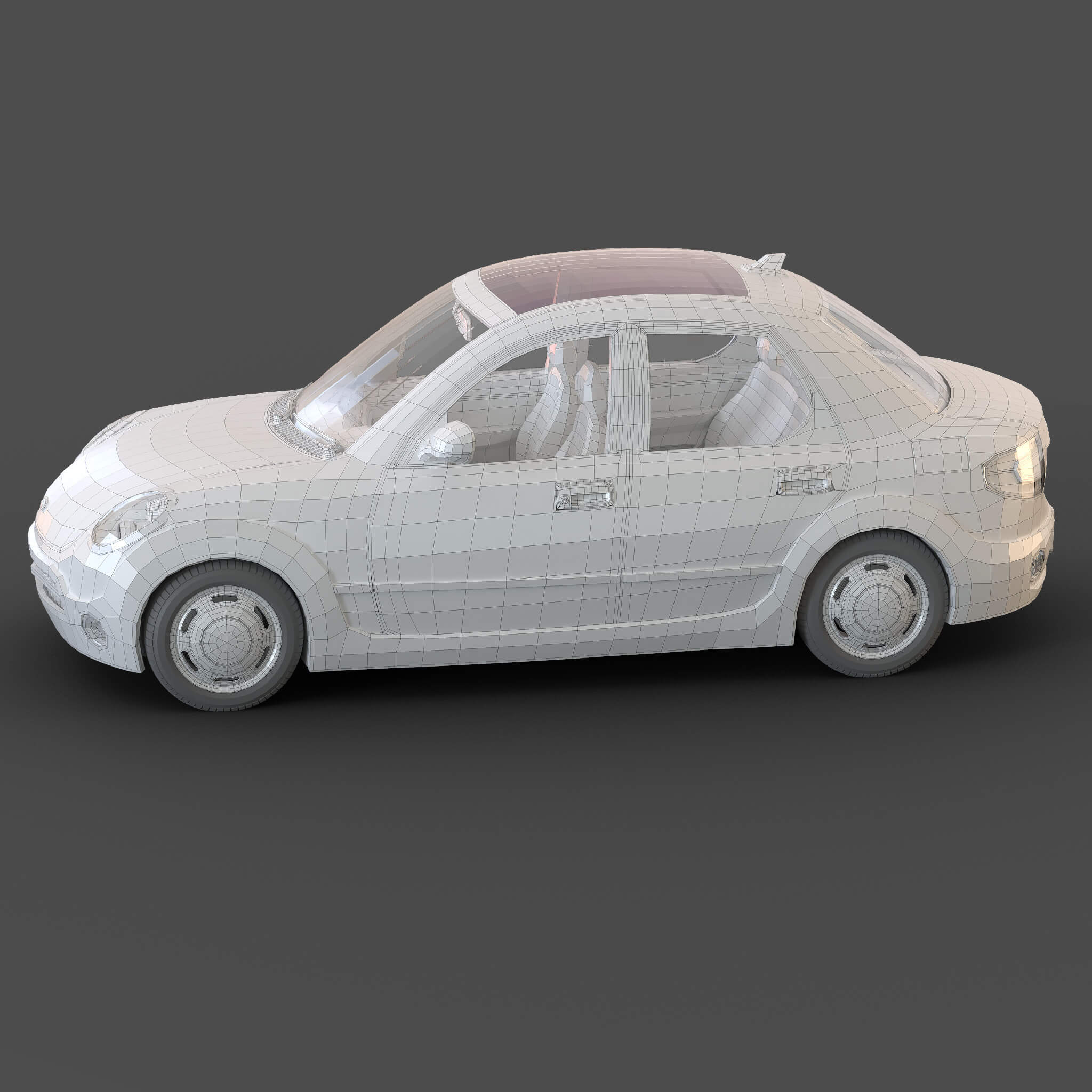 Cartoon Sedan Car - 3D Model by samsimsom