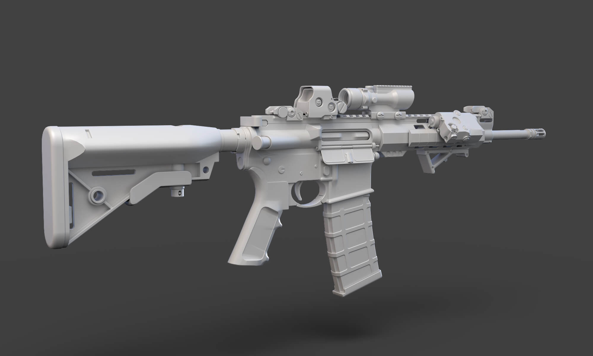 Low Poly Rifle With Parts - 3D Model by samsimsom