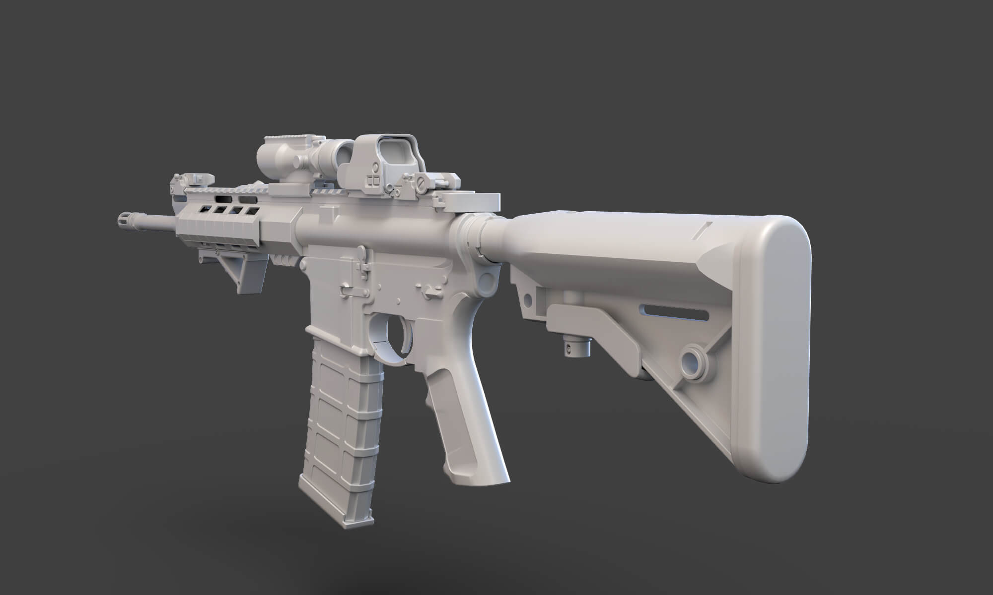 Low Poly Rifle With Parts - 3D Model by samsimsom