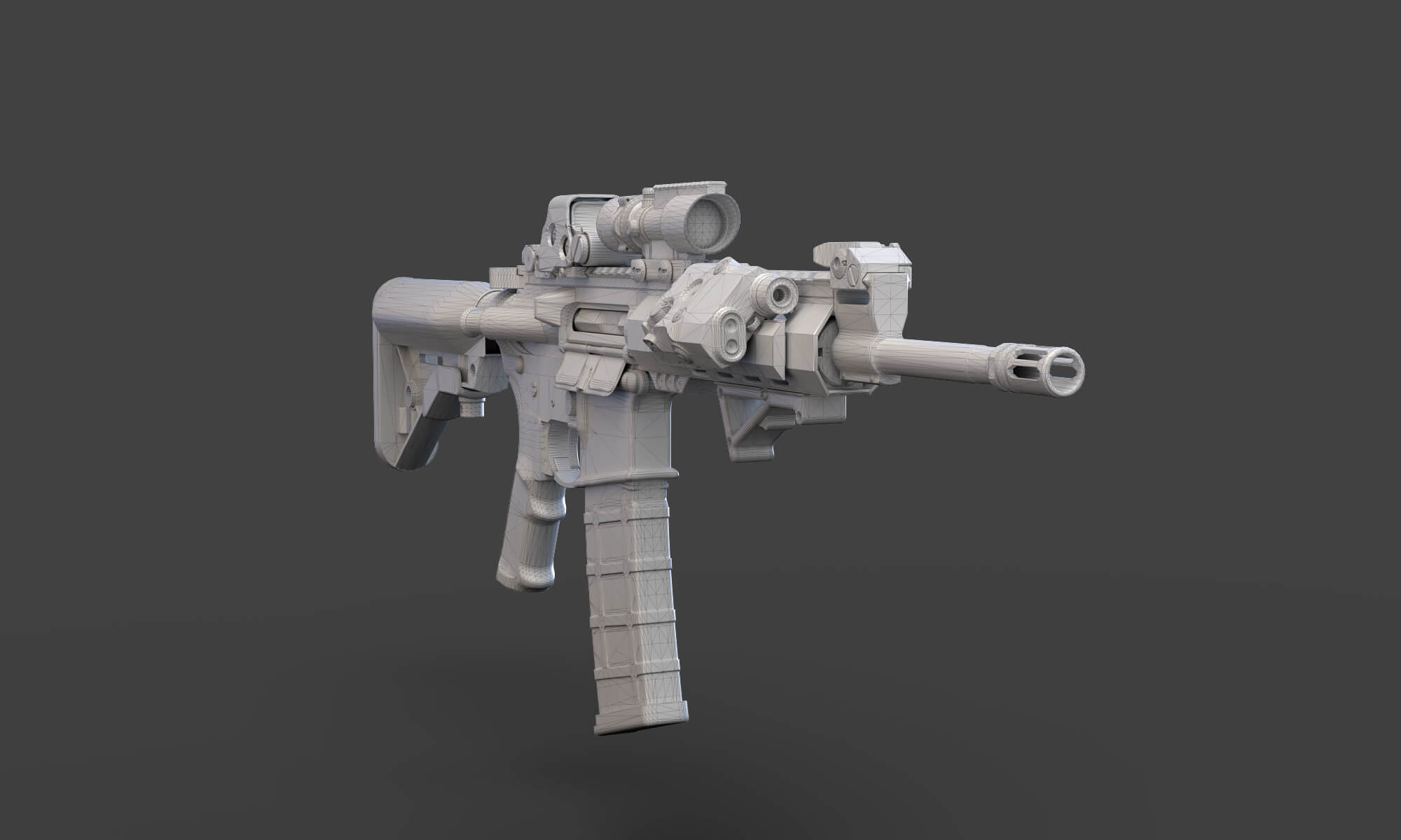 Low Poly Rifle With Parts - 3D Model by samsimsom