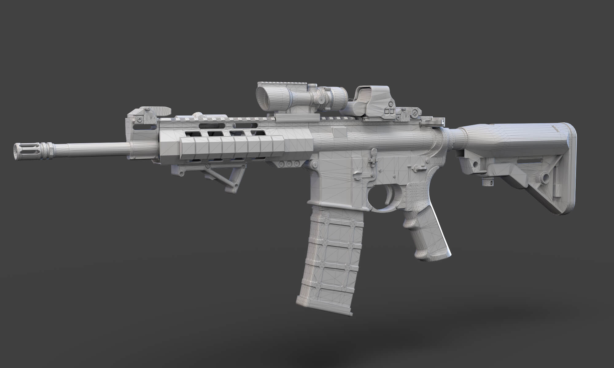 Low Poly Rifle With Parts - 3D Model by samsimsom