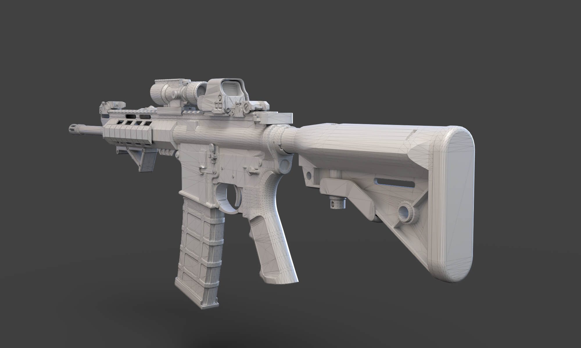 Low Poly Rifle With Parts - 3D Model by samsimsom