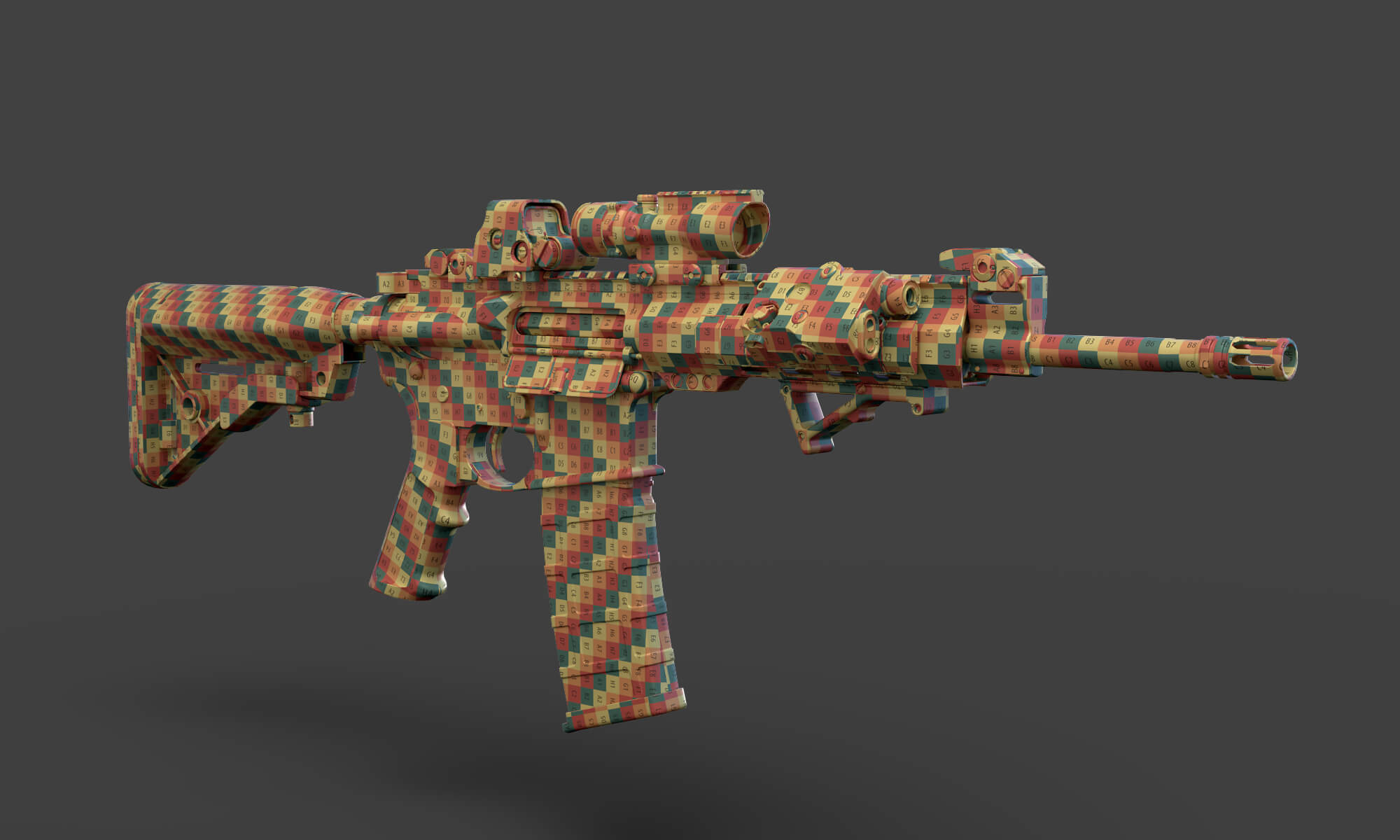 Low Poly Rifle With Parts - 3D Model by samsimsom