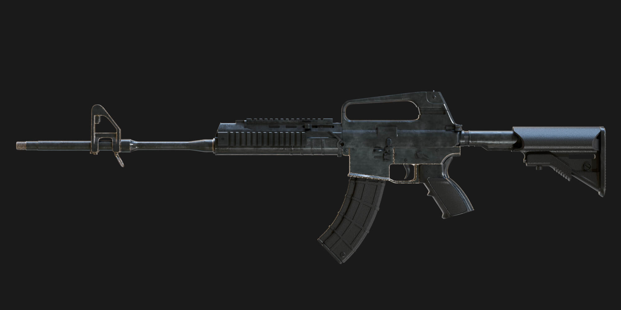 Realistic Machine Gun M16 - 3D Model by samsimsom