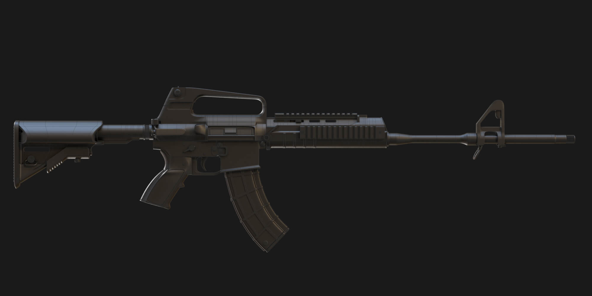 Realistic Machine Gun M16 - 3D Model by samsimsom