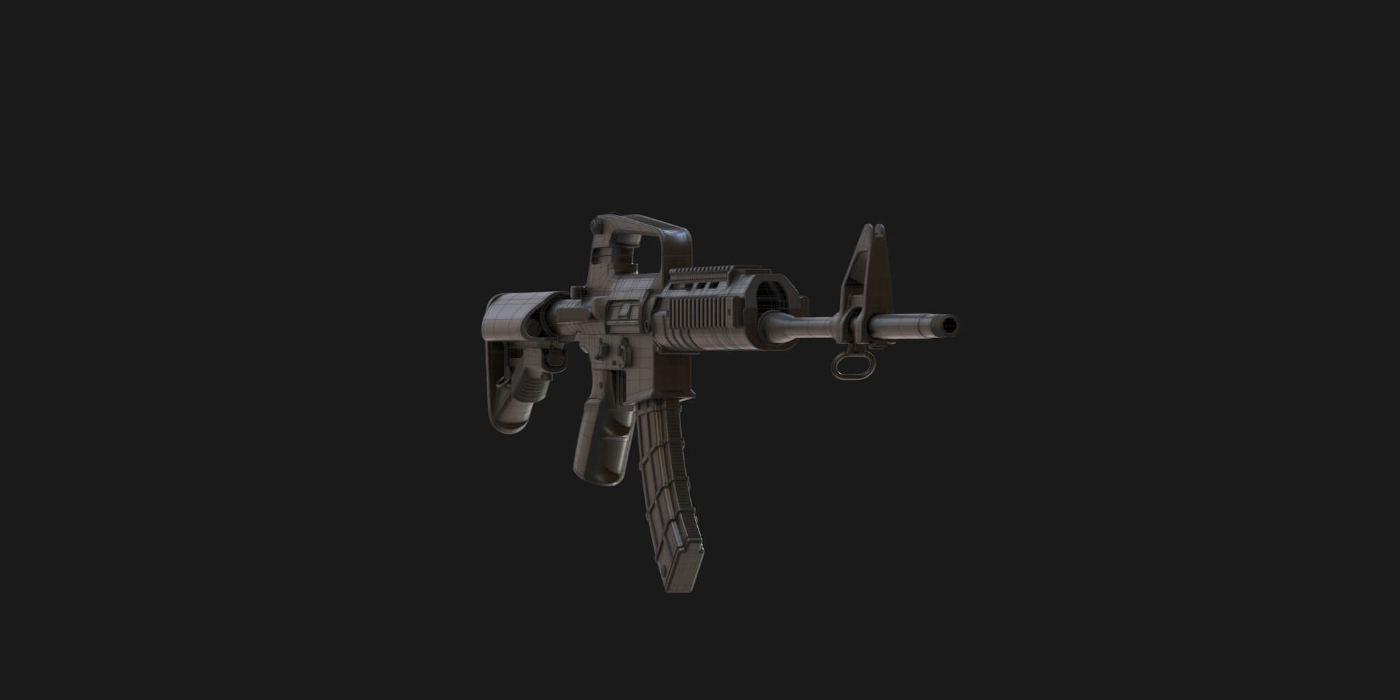 Realistic Machine Gun M16 - 3D Model by samsimsom