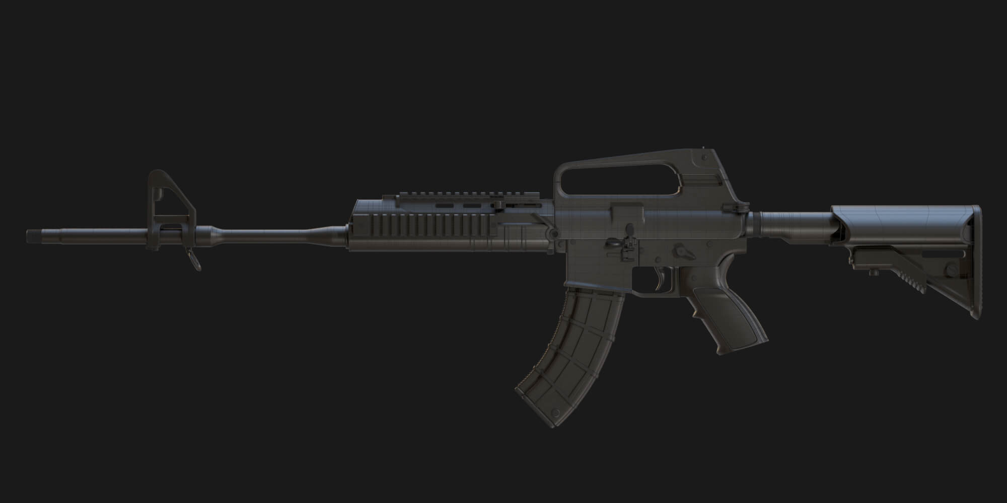 Realistic Machine Gun M16 - 3D Model by samsimsom