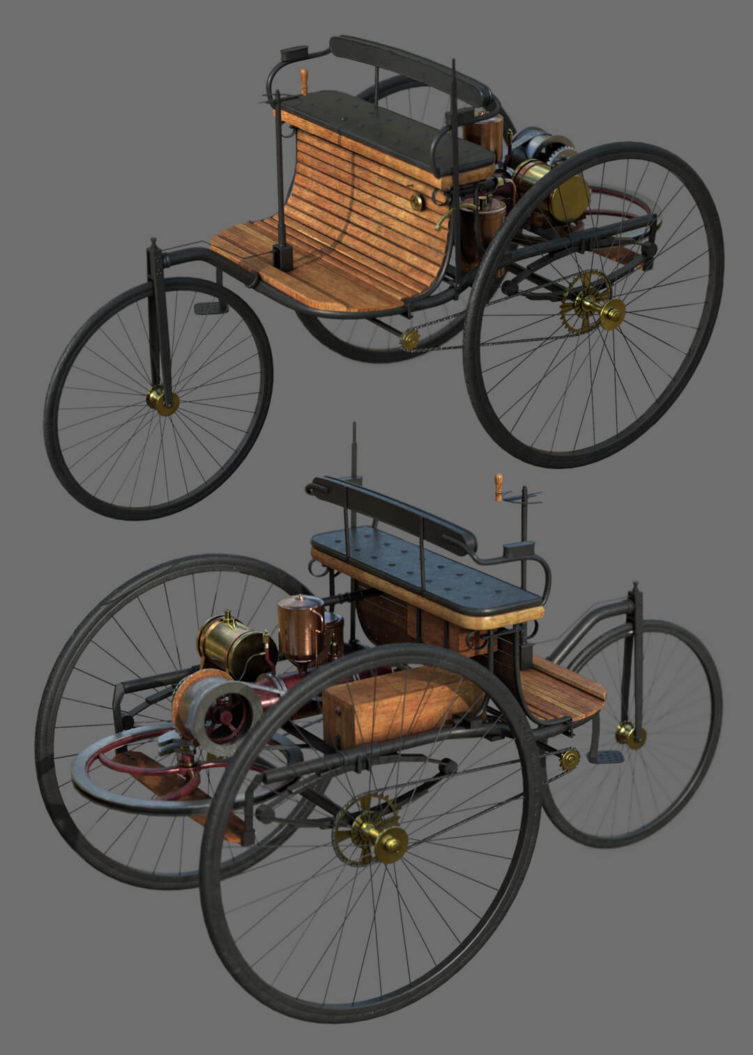 1886 Benz Patente Motorwagen - 3D Model by sanchiesp