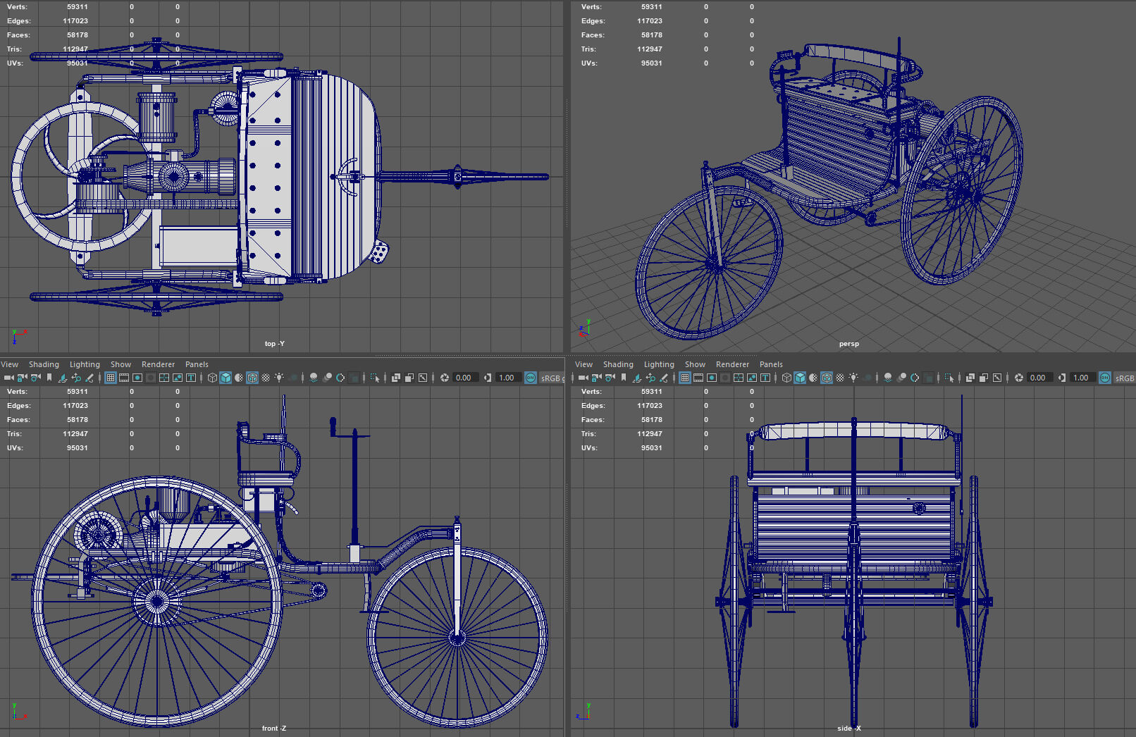 1886 Benz Patente Motorwagen - 3D Model by sanchiesp