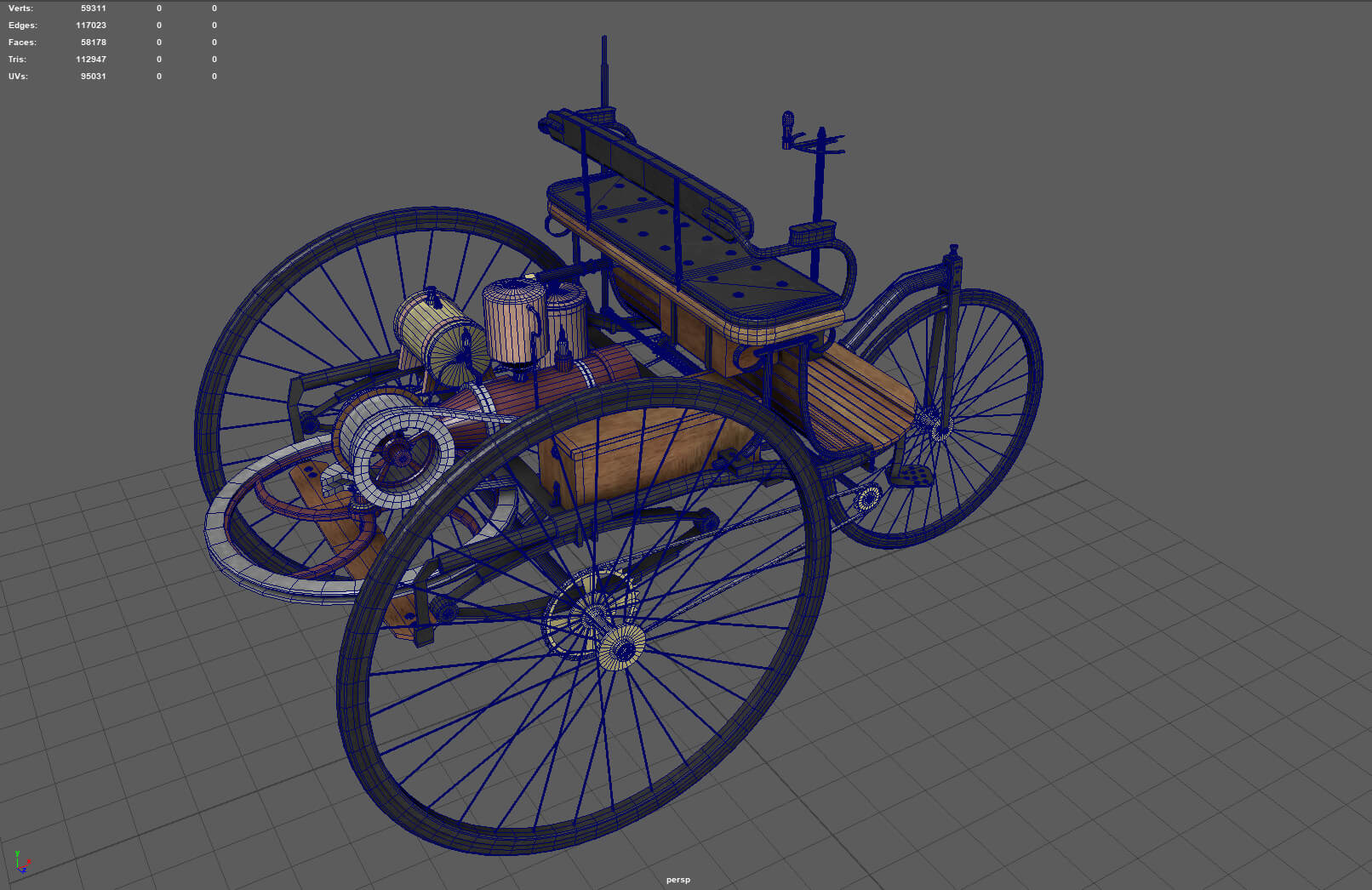 1886 Benz Patente Motorwagen - 3D Model by sanchiesp