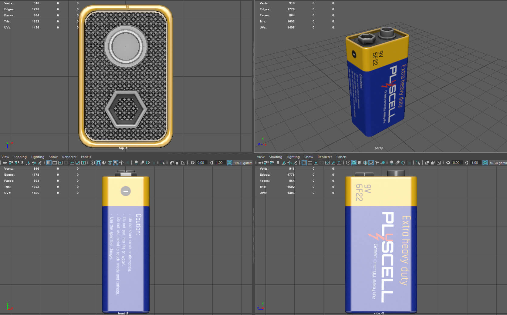 9 Volt Battery - 3D Model by sanchiesp
