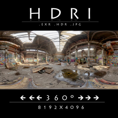 Abandoned Graffiti Skate Warehouse Factory HDRI 360 Panorama - HDR ...