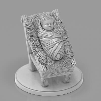 Baby Jesus in Crib 3D Model Nativity Figure Print Ready by sanchiesp
