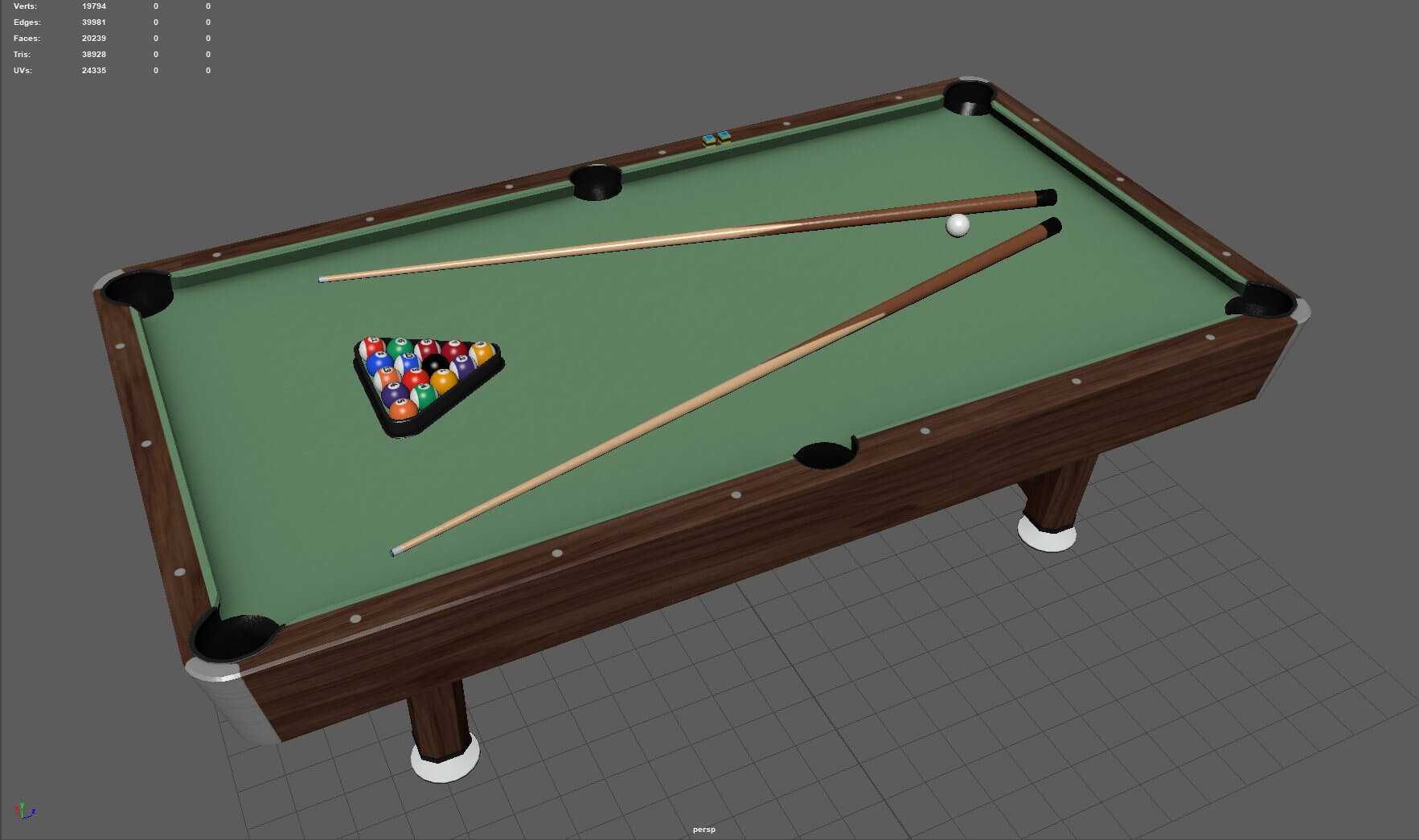 Billiard Pool Table - 3D Model by sanchiesp