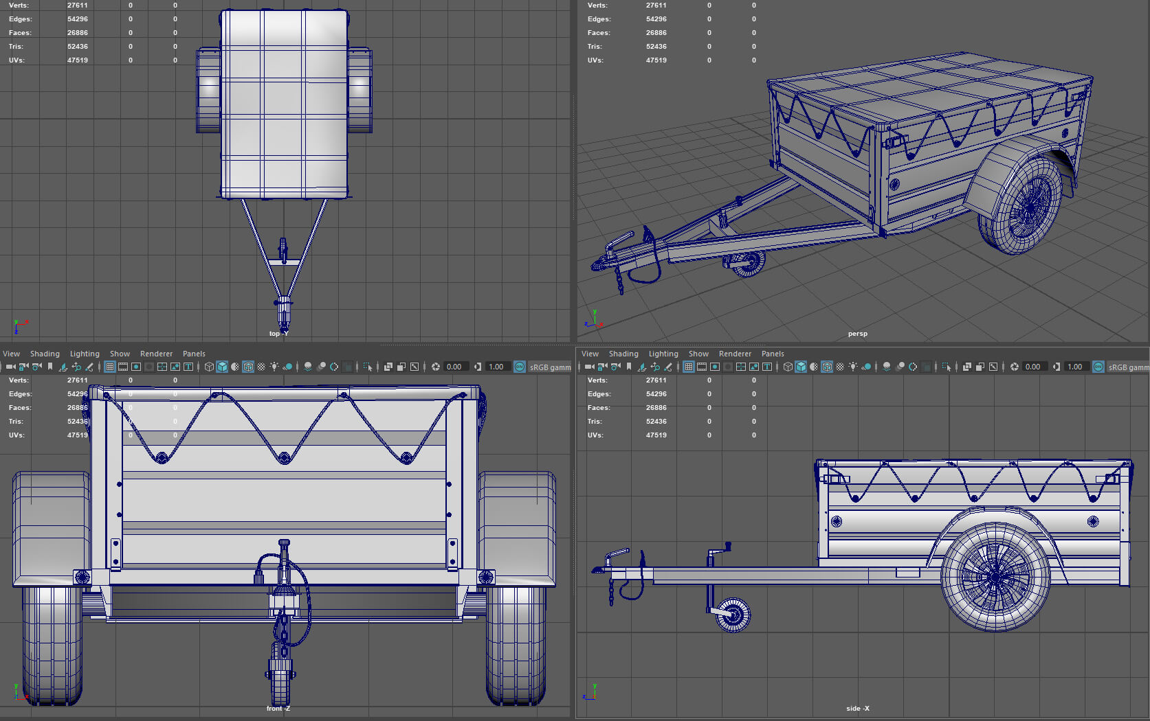 Car Trailer Galvanized Steel - 3D Model by sanchiesp