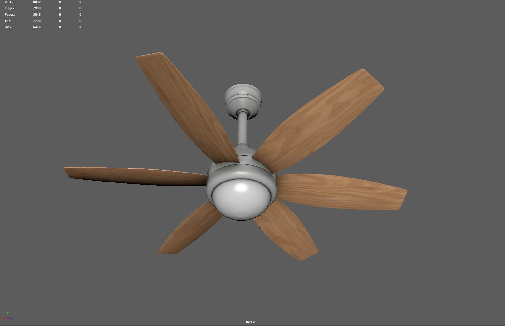 Wood Ceiling Fan - 3D Model by sanchiesp