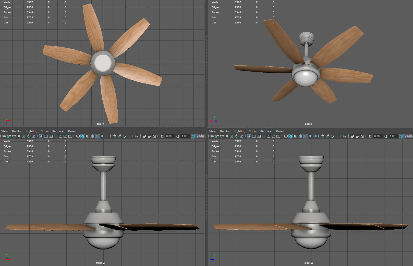 Wood Ceiling Fan - 3D Model by sanchiesp