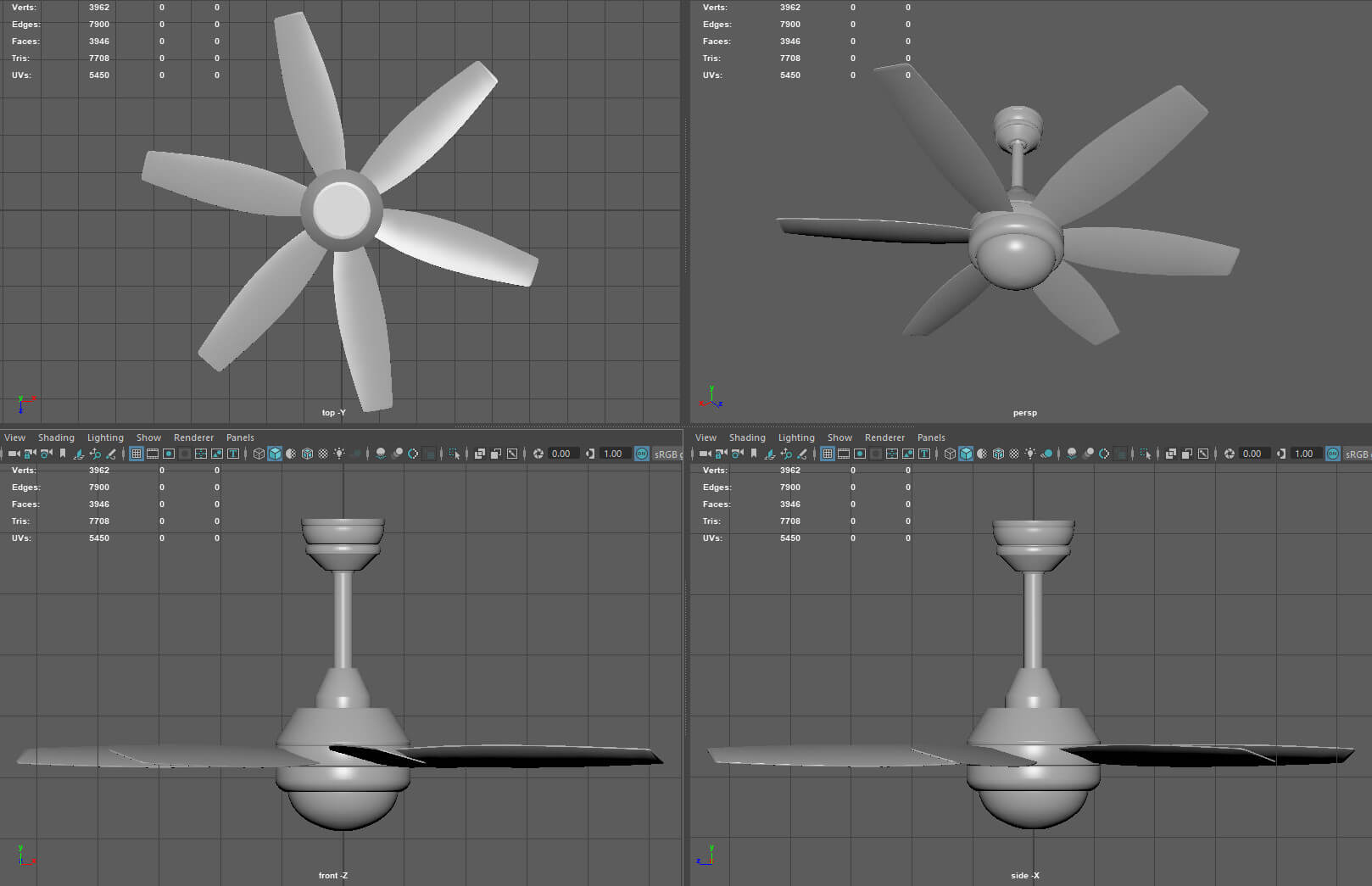 Wood Ceiling Fan - 3D Model by sanchiesp