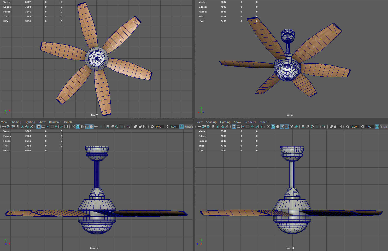 Wood Ceiling Fan - 3D Model by sanchiesp