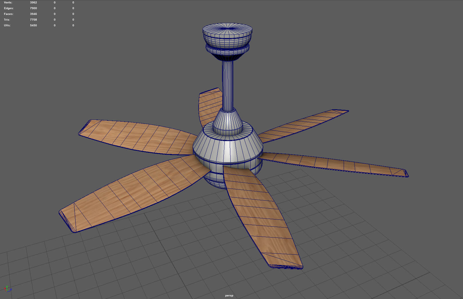 Wood Ceiling Fan - 3D Model by sanchiesp