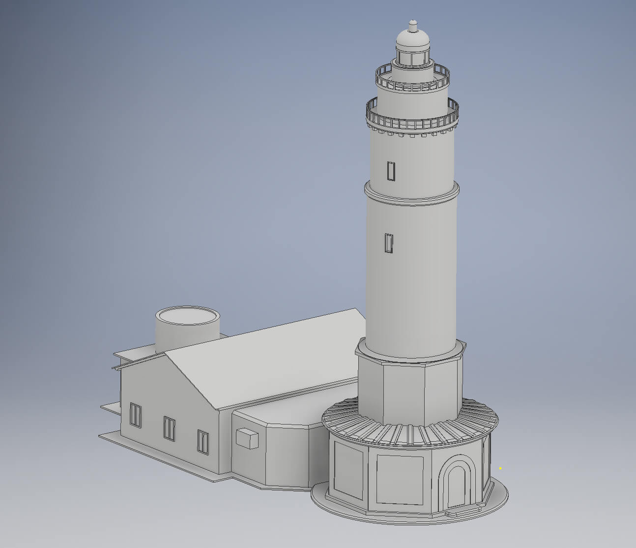 Classic Lighthouse With Keepers House - 3D Model by sanchiesp