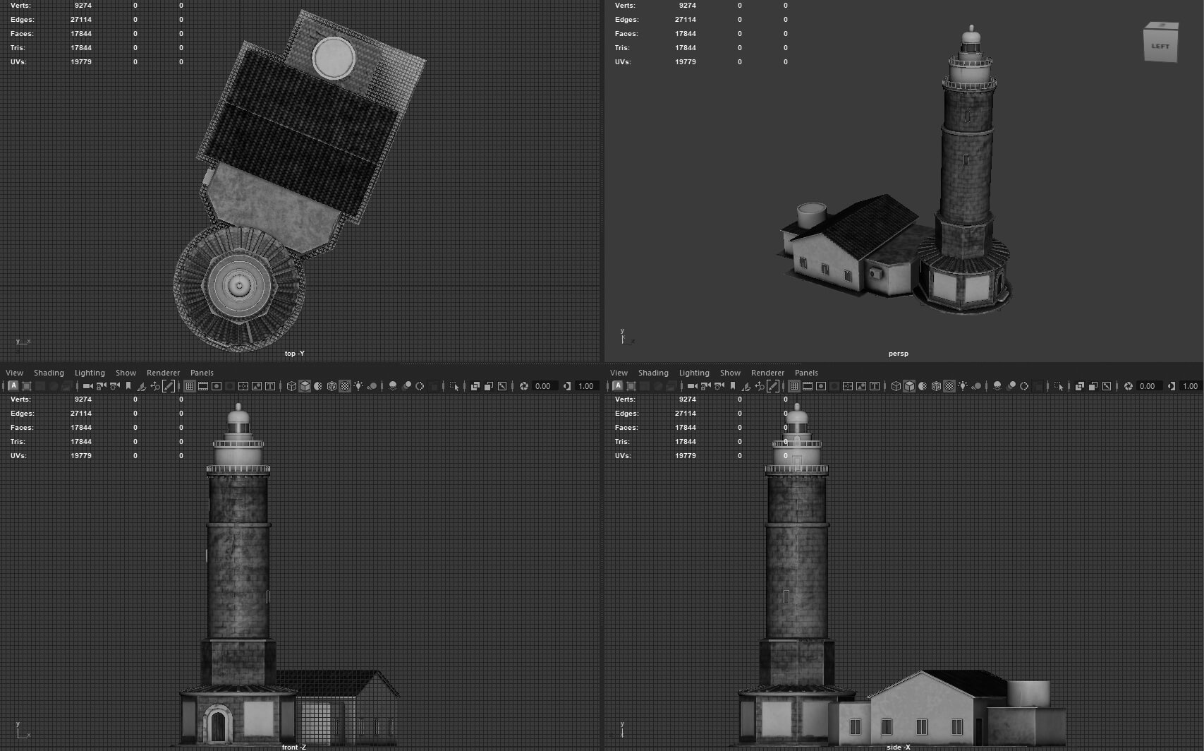 Classic Lighthouse With Keepers House - 3D Model by sanchiesp