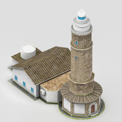 Classic Lighthouse With Keepers House - 3D Model by sanchiesp