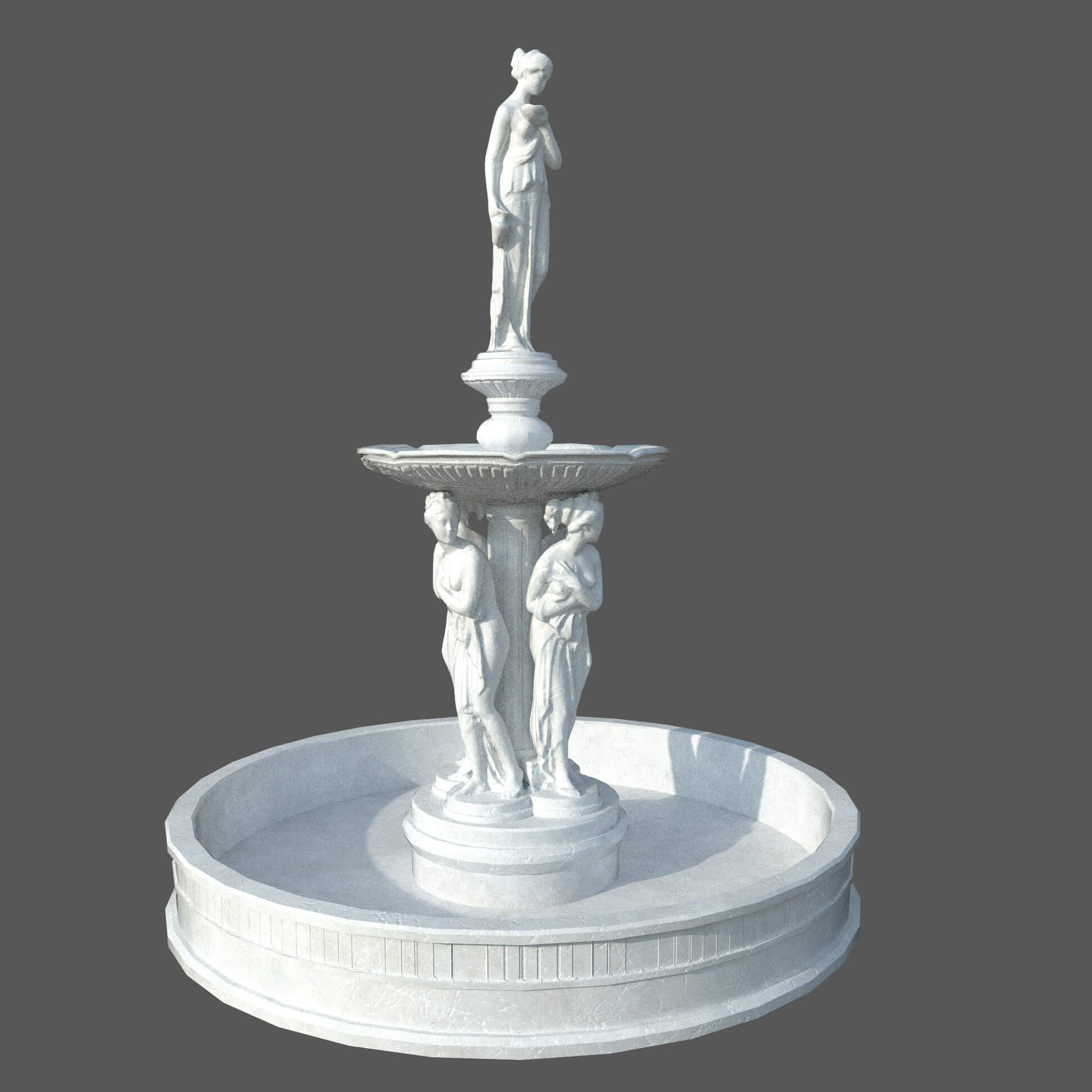 Concrete Fountain With Greek Womans - 3D Model by sanchiesp