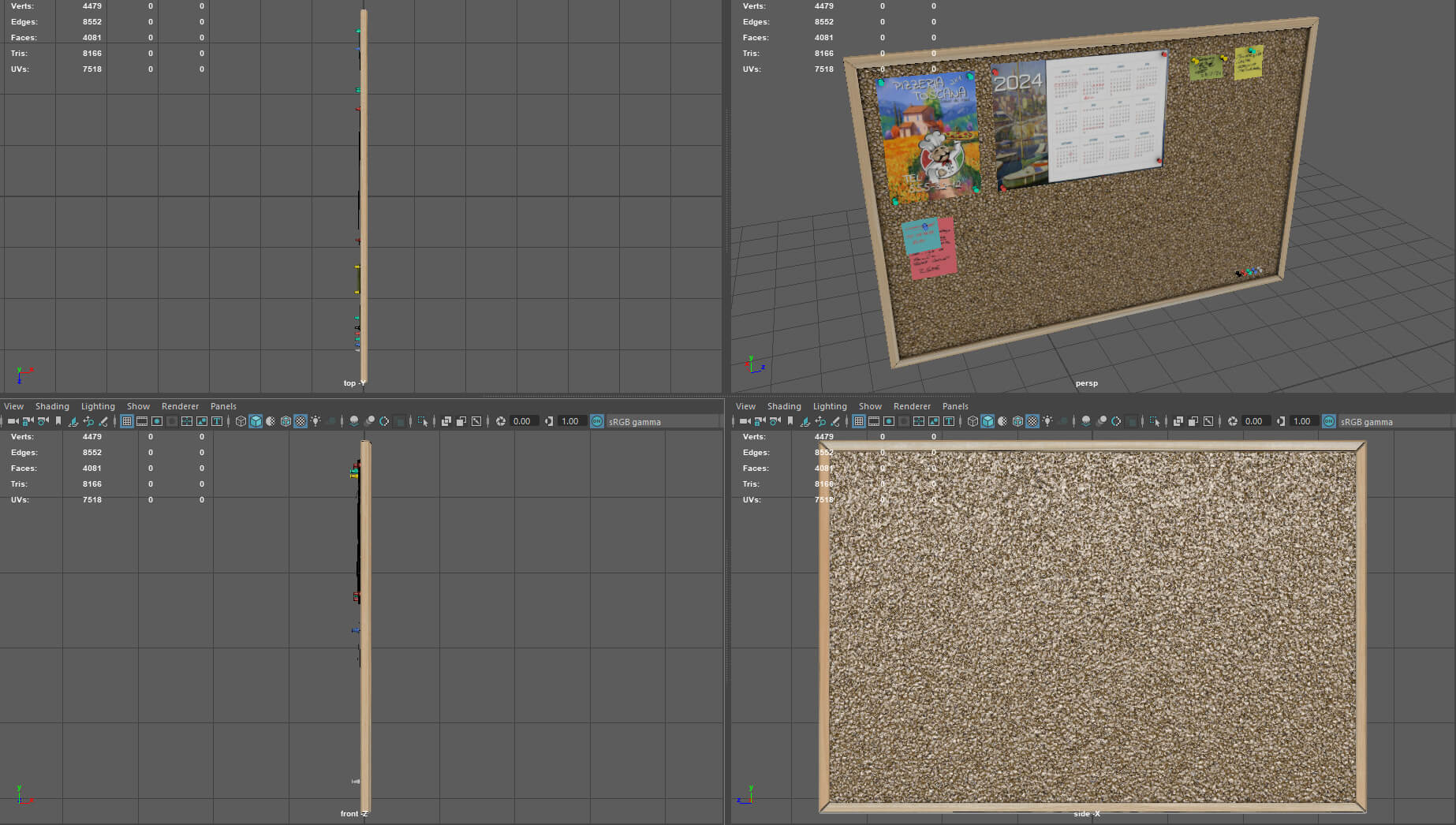 Corkboard With Notes - 3D Model by sanchiesp