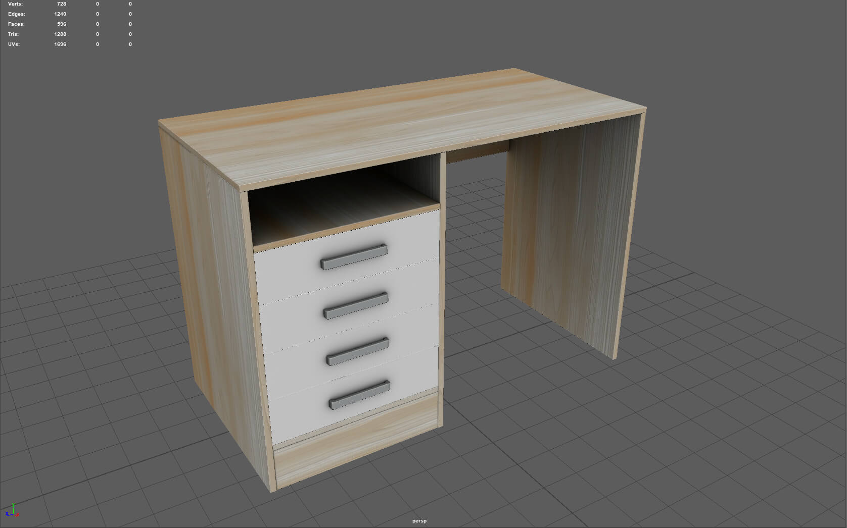 Desk Table With Drawers - 3D Model by sanchiesp
