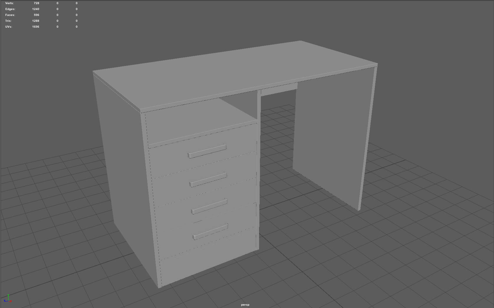 Desk Table With Drawers - 3D Model by sanchiesp