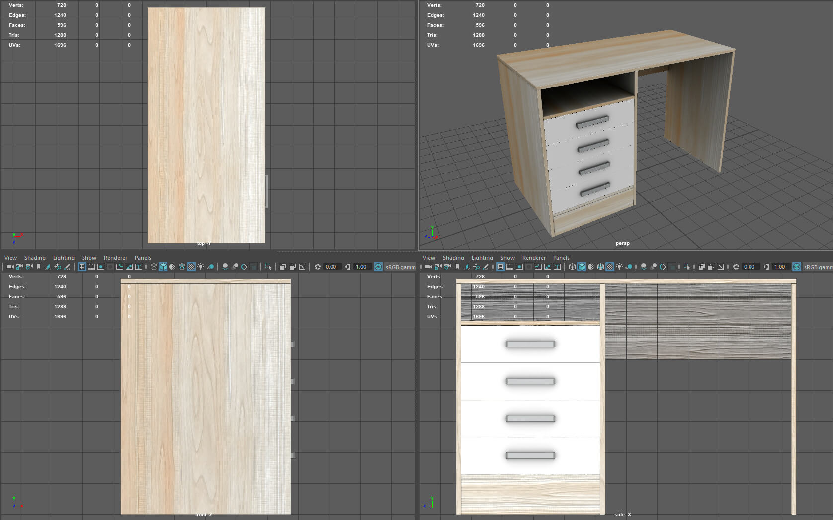 Desk Table With Drawers - 3D Model by sanchiesp