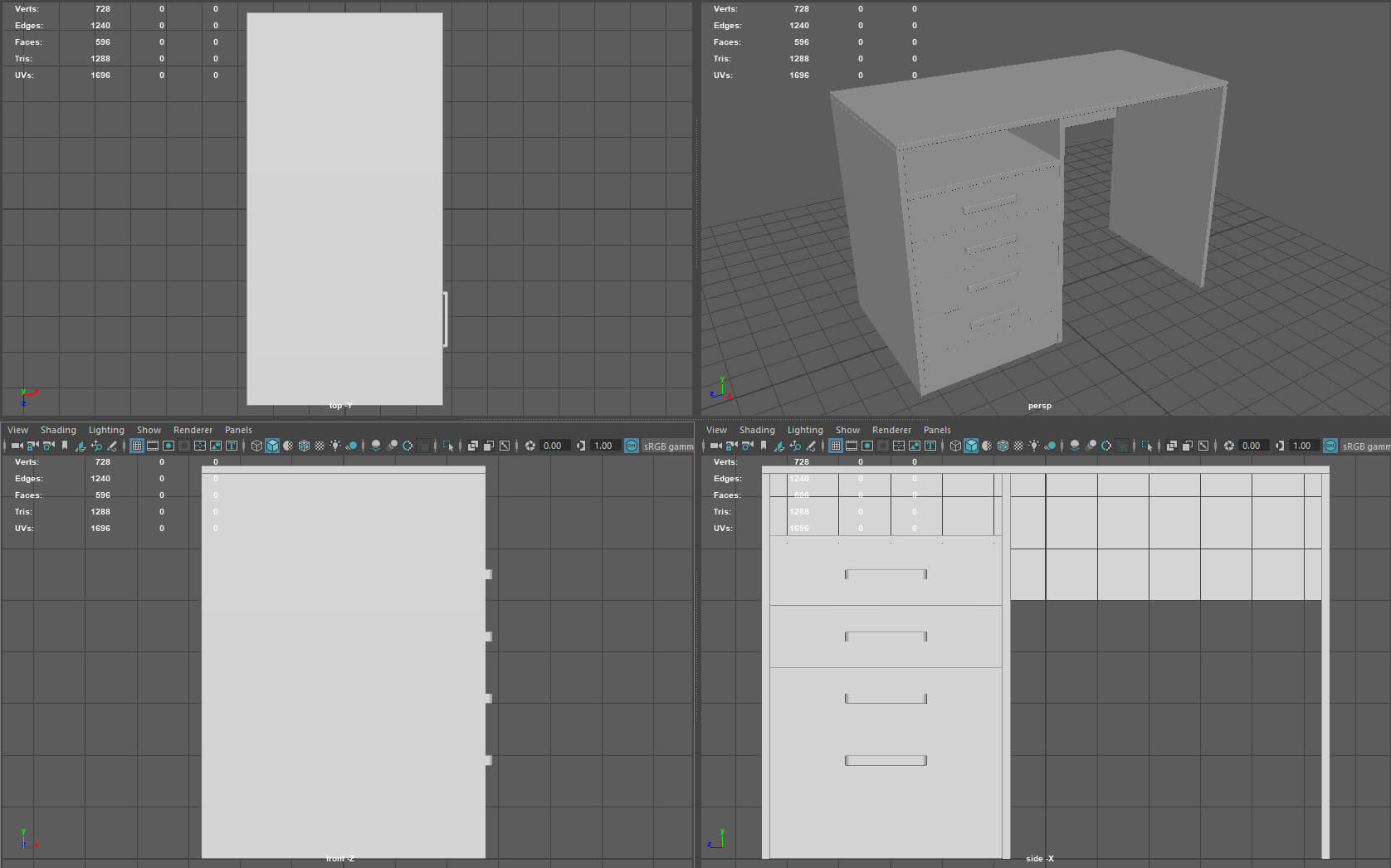 Desk Table With Drawers - 3D Model by sanchiesp