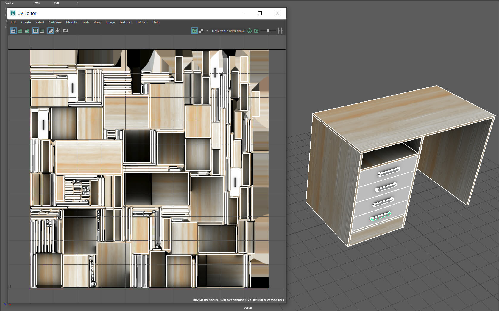 Desk Table With Drawers - 3D Model by sanchiesp