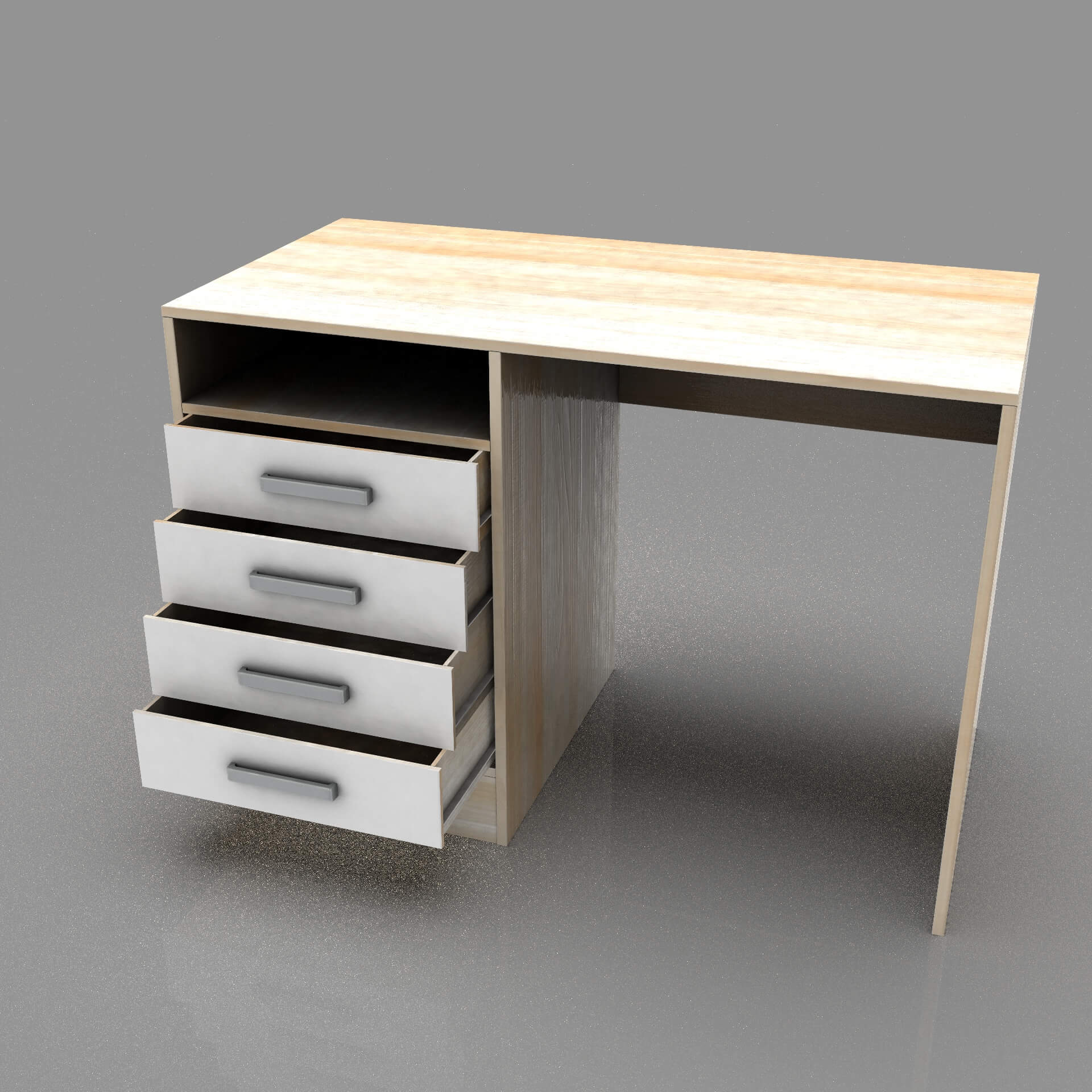 Desk Table With Drawers - 3D Model by sanchiesp