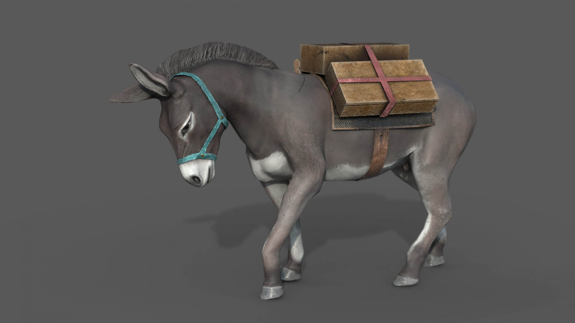Donkey with Load - 3D Model by sanchiesp