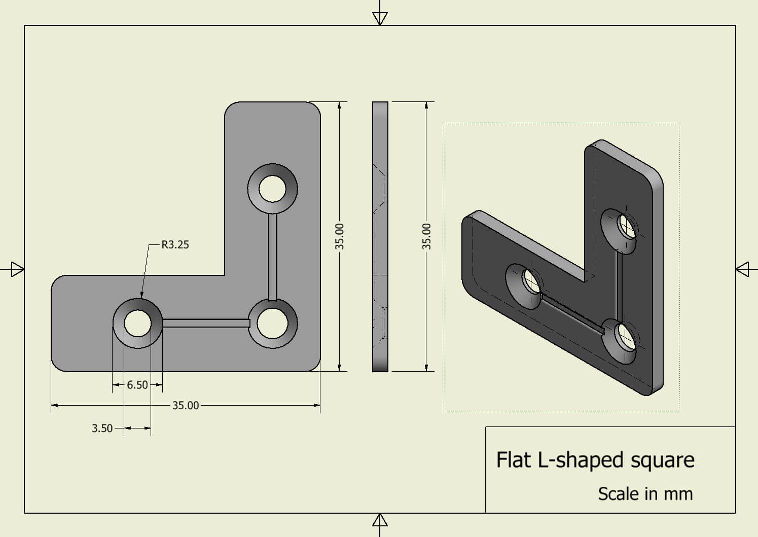 Flat L-Shaped Square 3D Model by sanchiesp