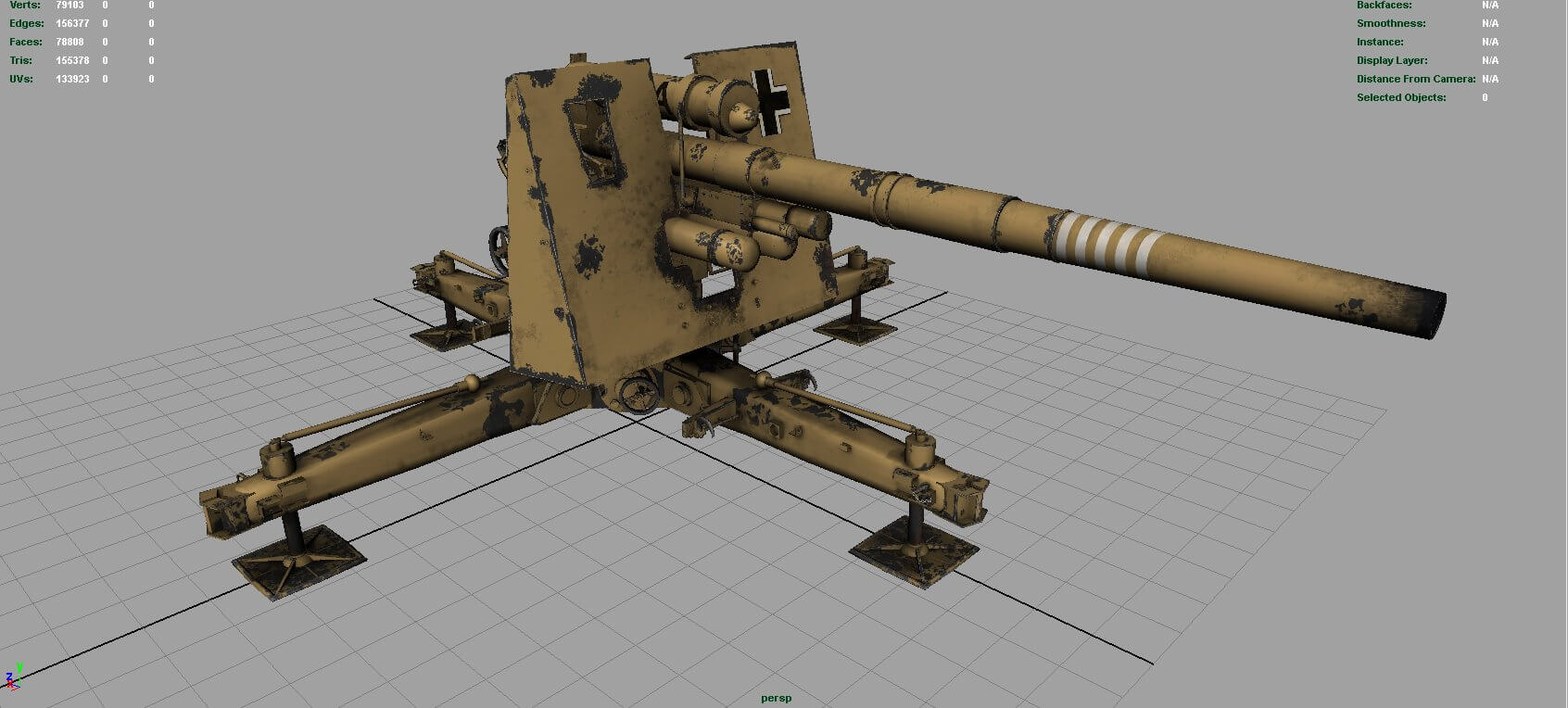 German Flak 36 88mm - 3D Model by sanchiesp