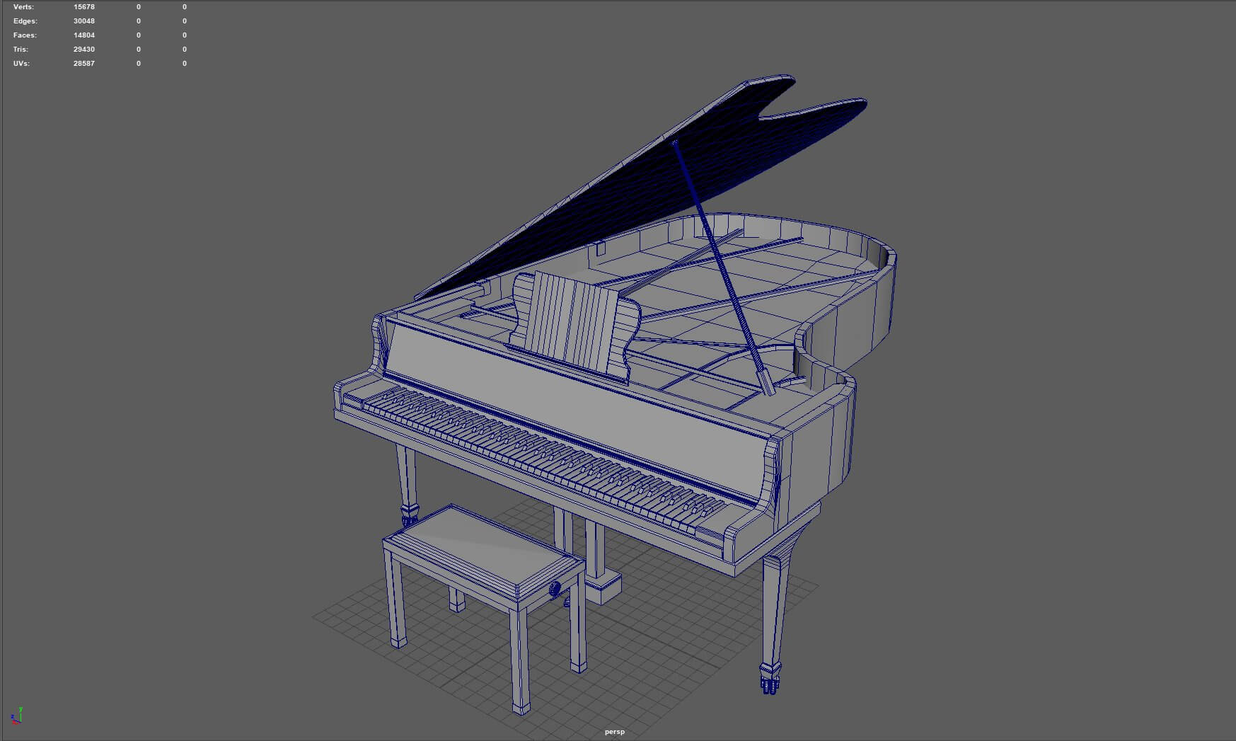 Grand Piano - 3D Model by sanchiesp