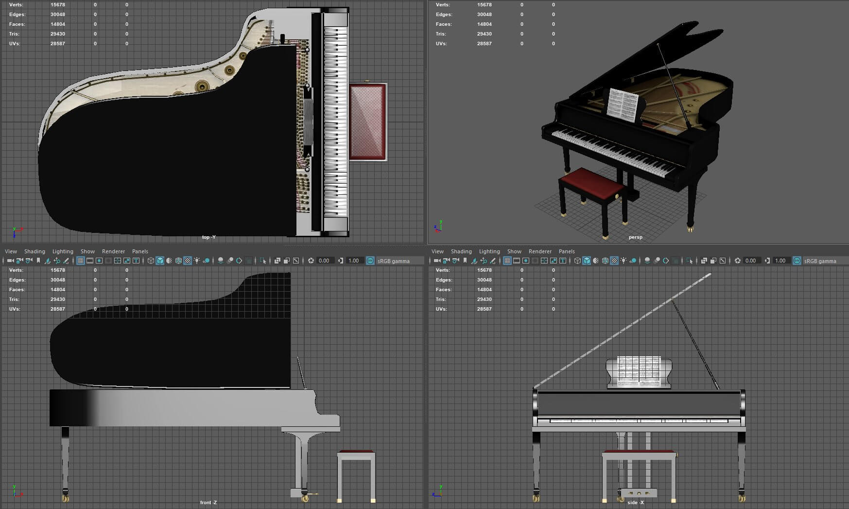 Grand Piano - 3D Model by sanchiesp