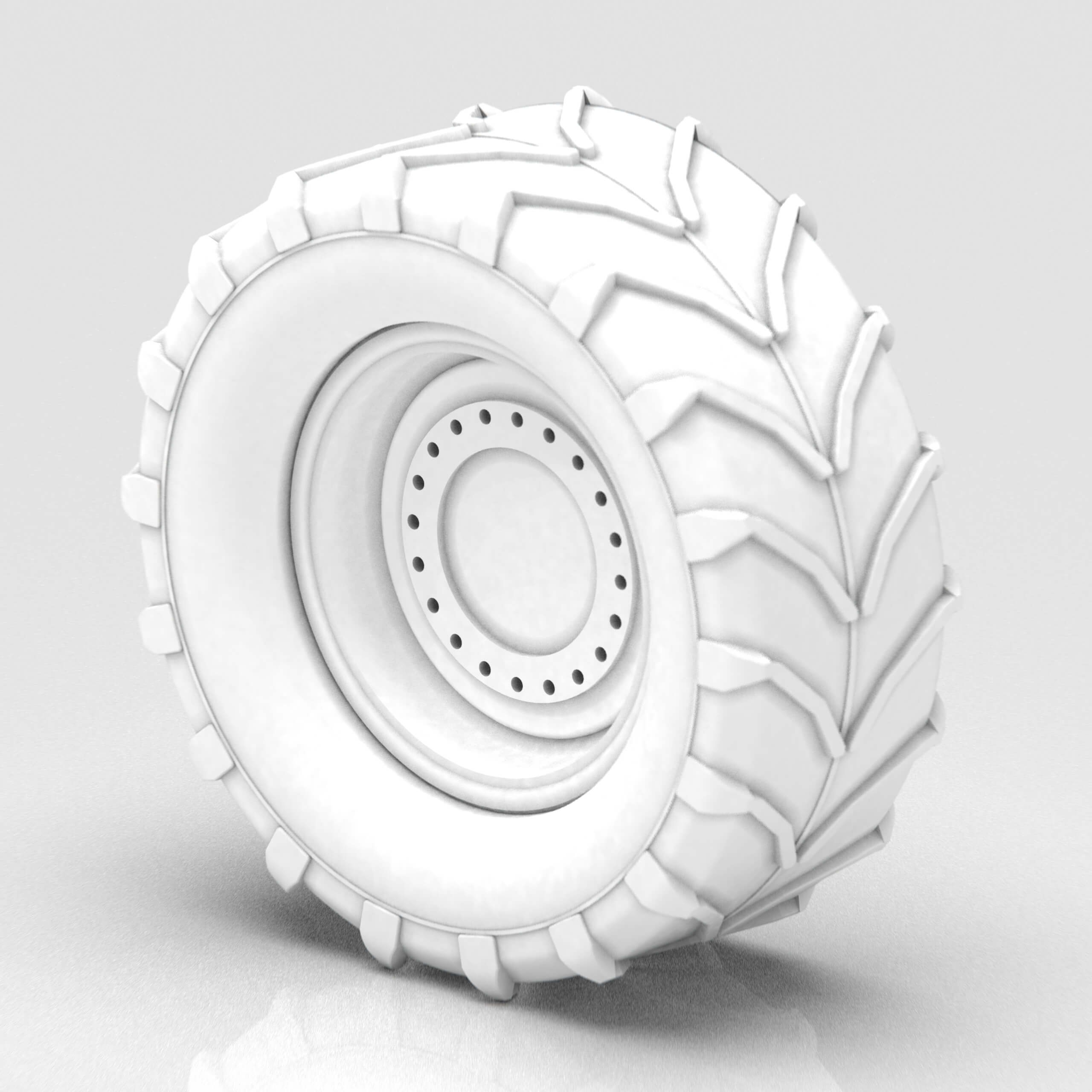 Heavy-Duty Tractor Tire 3D Print Model by sanchiesp
